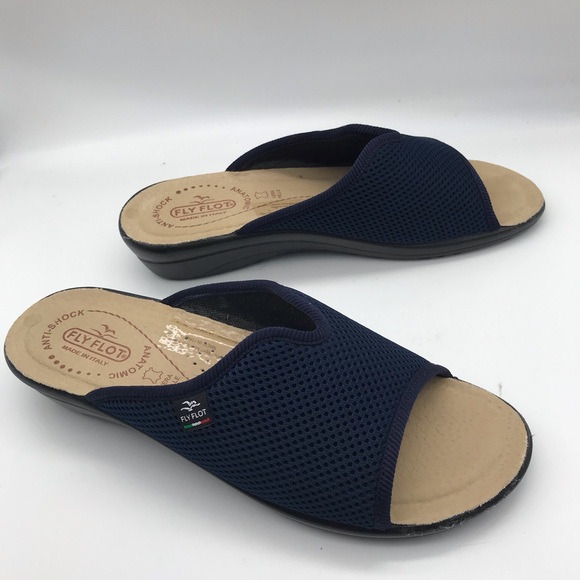 Fly Flot | Shoes | Fly Flot Mesh Leather Wedge Slide Sandals Womens Us ...